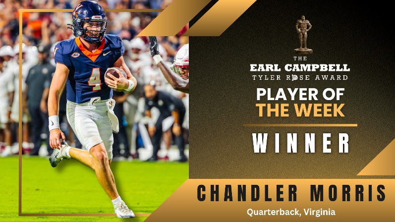 Virginia’s Morris wins weekly Earl Campbell Award | Longview News-Journal